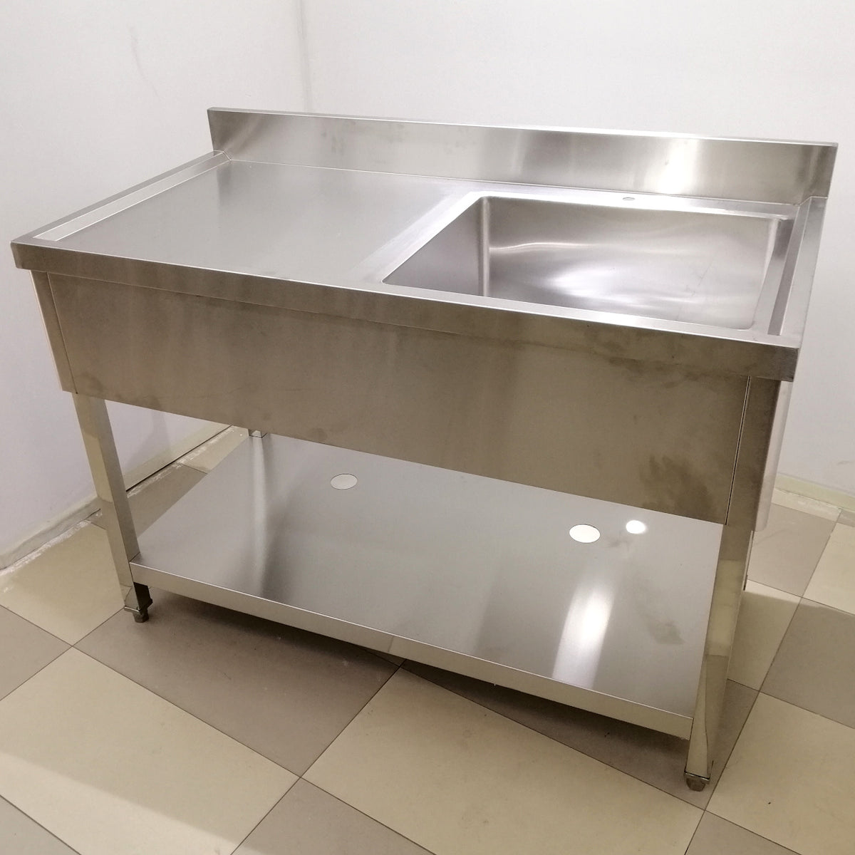Stainless Steel Single-Bowl Sink With "Skirting", Backsplash & Undersh ...