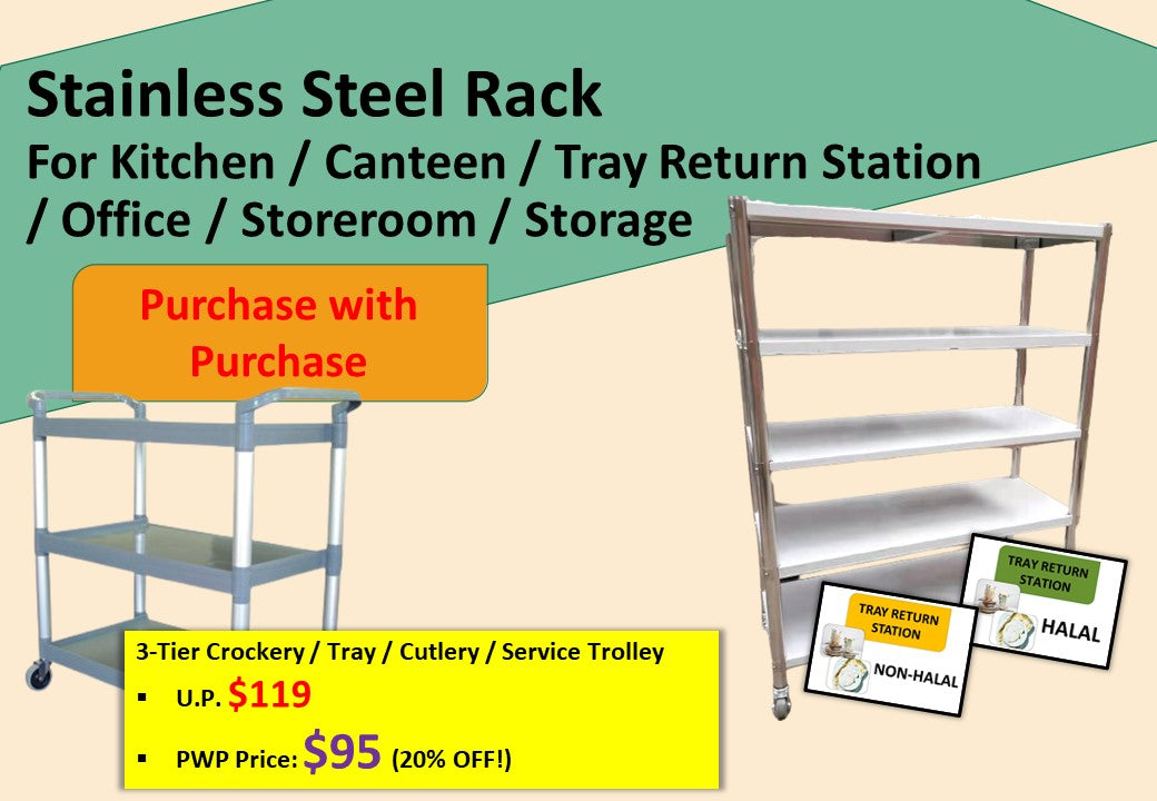 4-Tier / 6-Tier Stainless Steel Rack / Shelf For Canteen / Cafeteria ...
